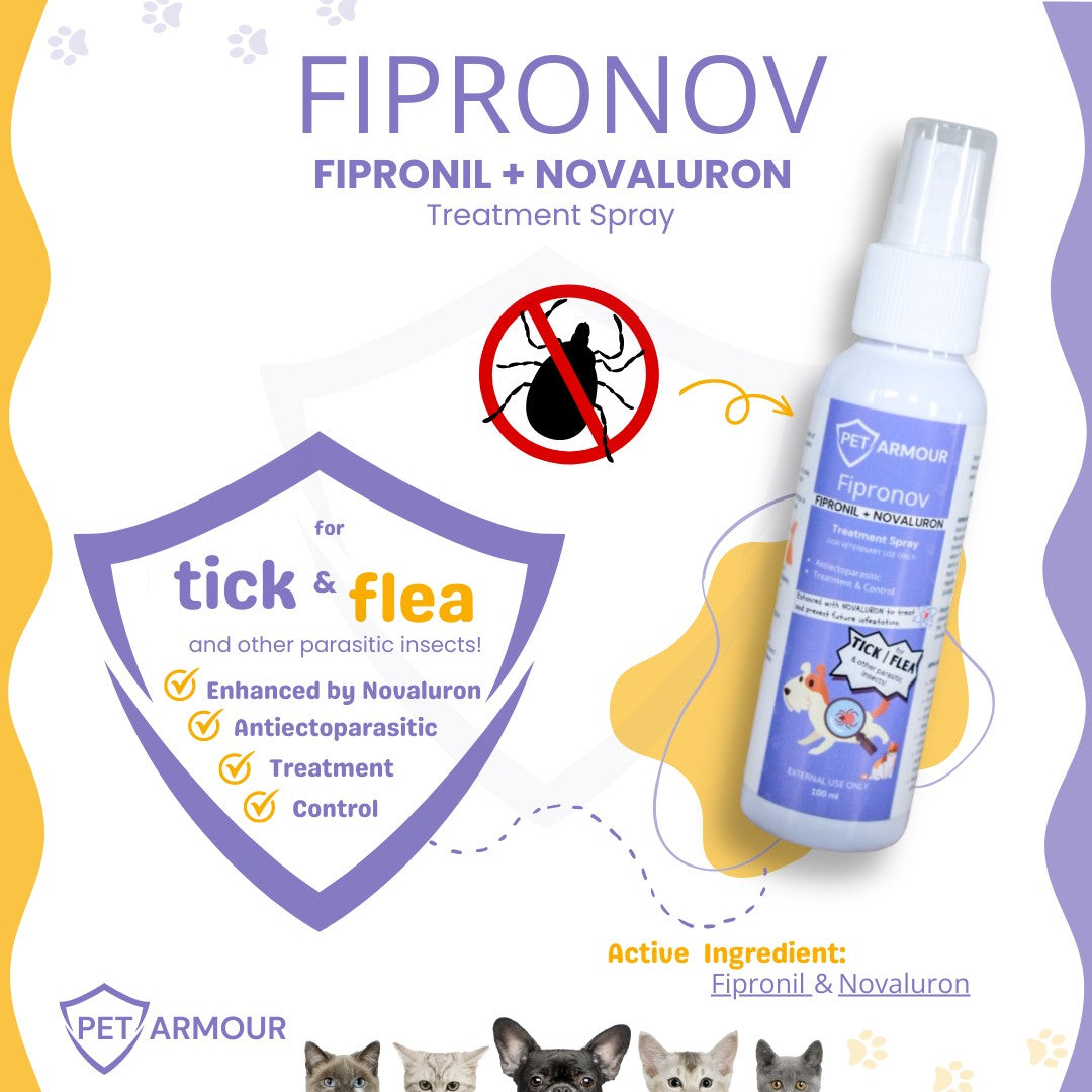 Pet Armour FIPRONOV Fipronil + Novaluron treatment for ticks & fleas ...